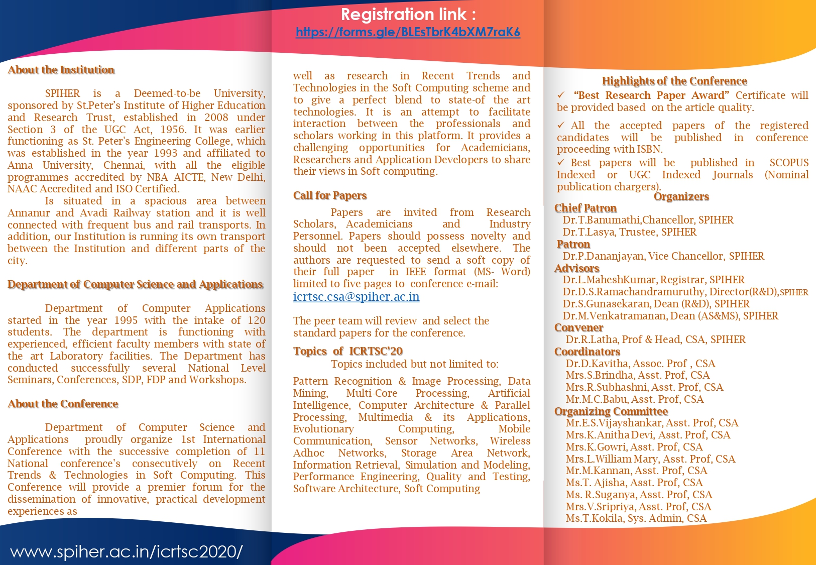 ICRTSC 2020 – St Peters Institute for Higher Education and Research