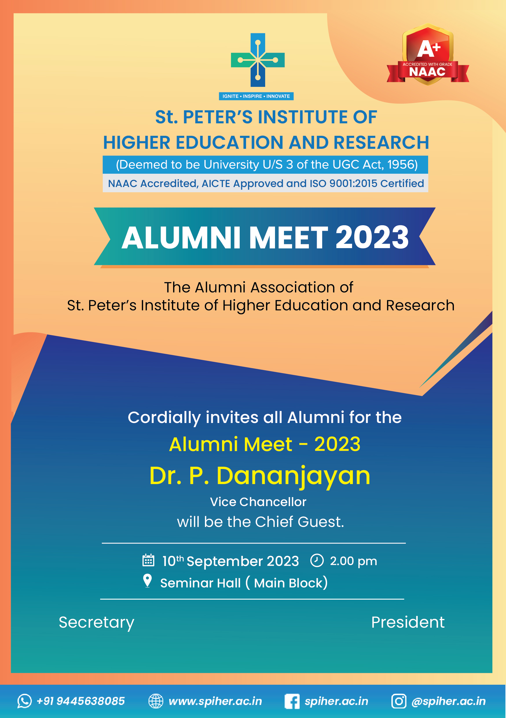 ALUMNI MEET 2023 – 10 sep – St Peters Institute for Higher Education ...