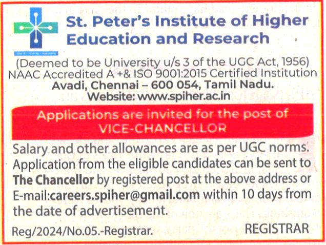 vc – St Peters Institute for Higher Education and Research