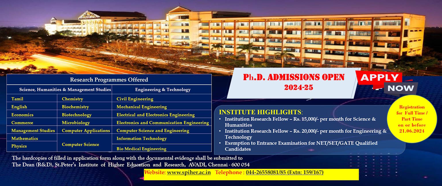 SPIHER-Ph.D-Banner – St Peters Institute for Higher Education and Research