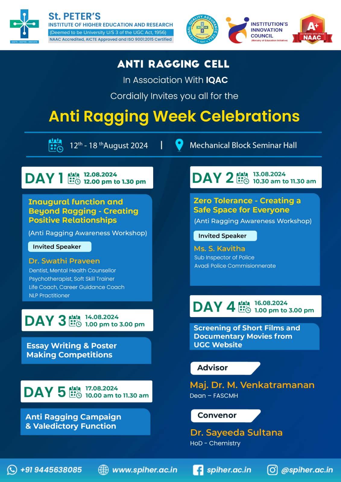 12,18-Aug-2024 – St Peters Institute for Higher Education and Research